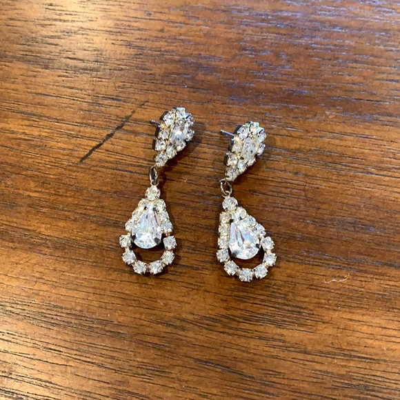 Jewelry | Teardrop Post Dangle Rhinestone Earrings | Poshmark